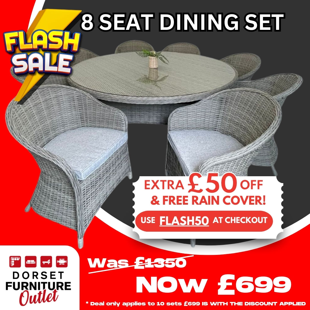 Riviera Round Dining Rattan Set 8 seater